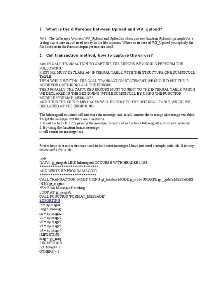 BDC Interview Question | PDF | Database Transaction | Subroutine