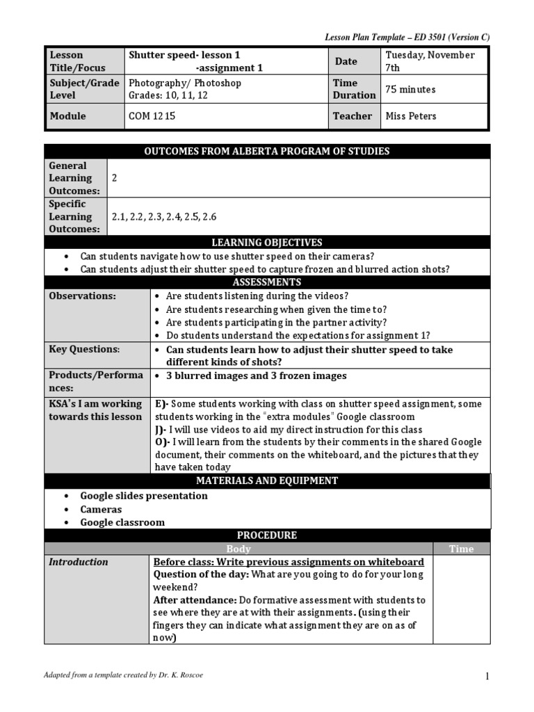 PP - Shutter Speed Lesson 1 and Assignment 1 | PDF | Camera | Shutter Speed