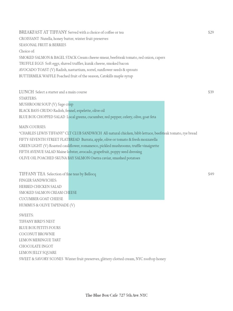Blue Box Cafe Menu | PDF | Salad | Foods