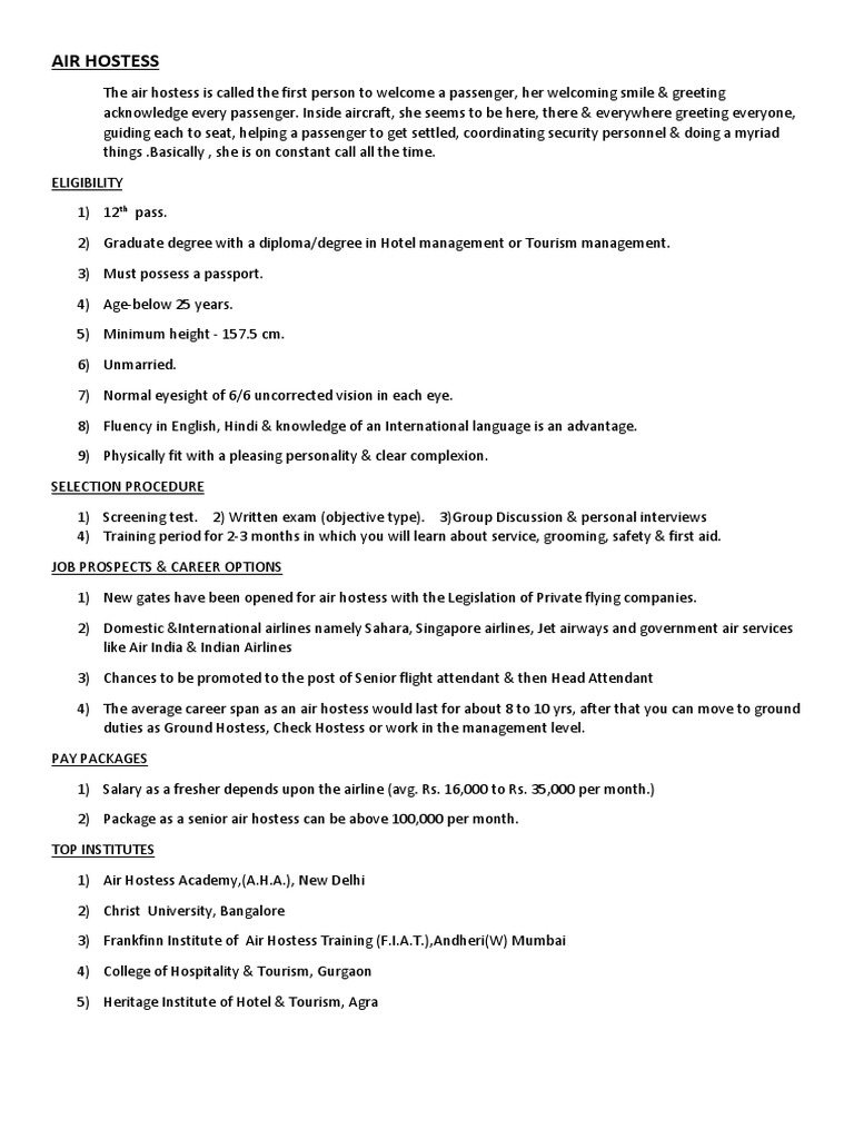 Air Hostess | PDF | Business