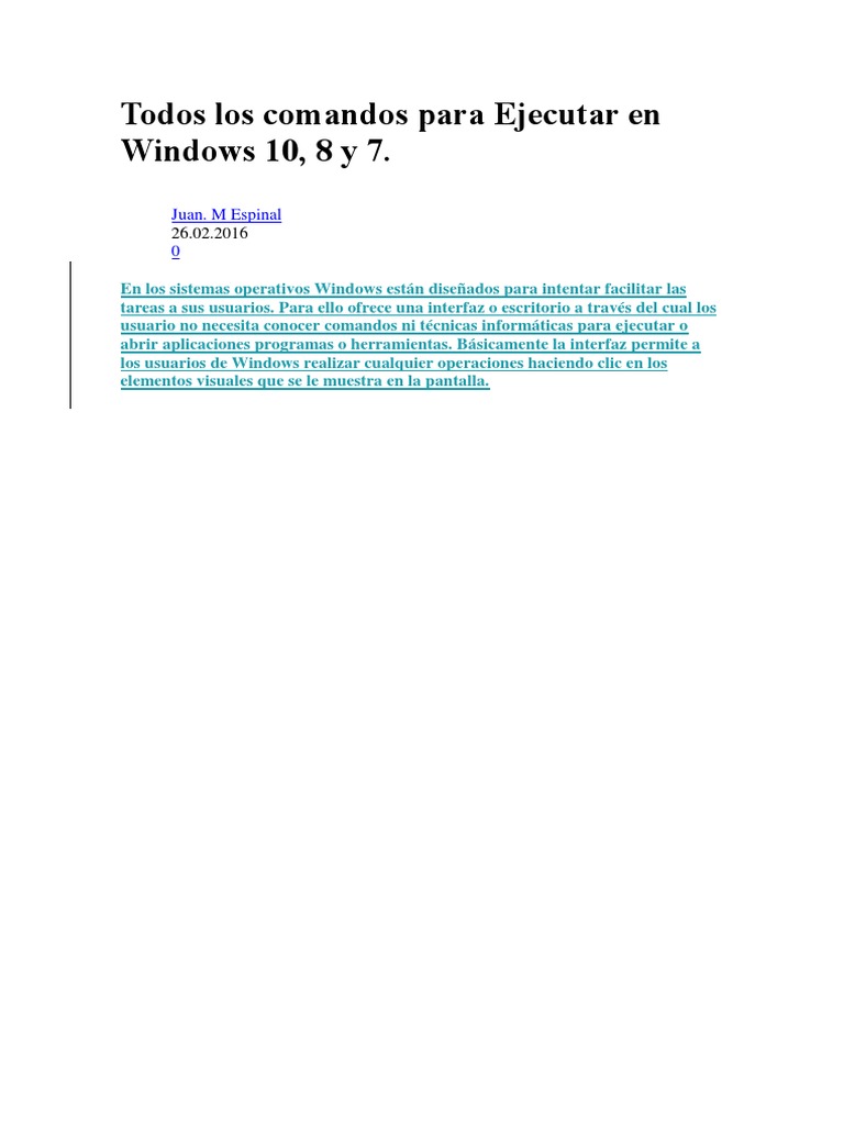Todos Los Comandos para Ejecutar en Windows 10 | PDF | Windows 10 | Microsoft Windows