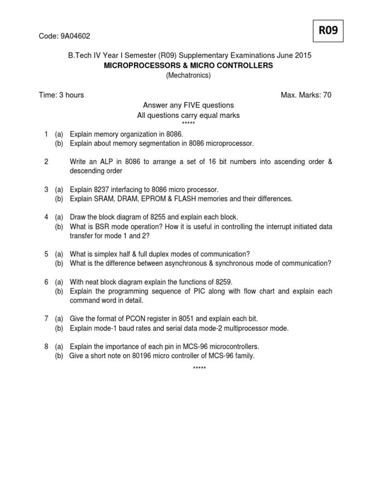 9A04602 Microprocessors & Micro Controllers20 | PDF | Teaching Methods & Materials | Computers