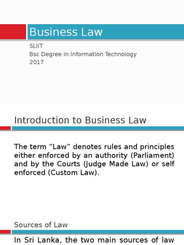 Business Law - Introduction | PDF | Sources Of Law | Judiciaries