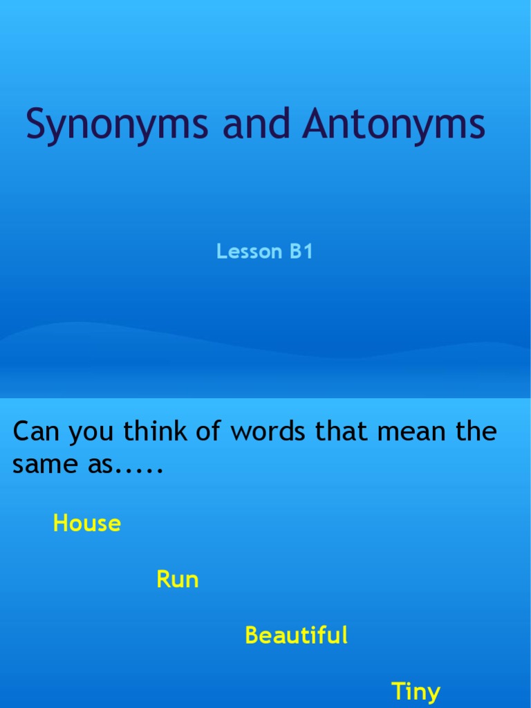 Synonyms and Antonyms | PDF | Lexicology | Lexical Semantics
