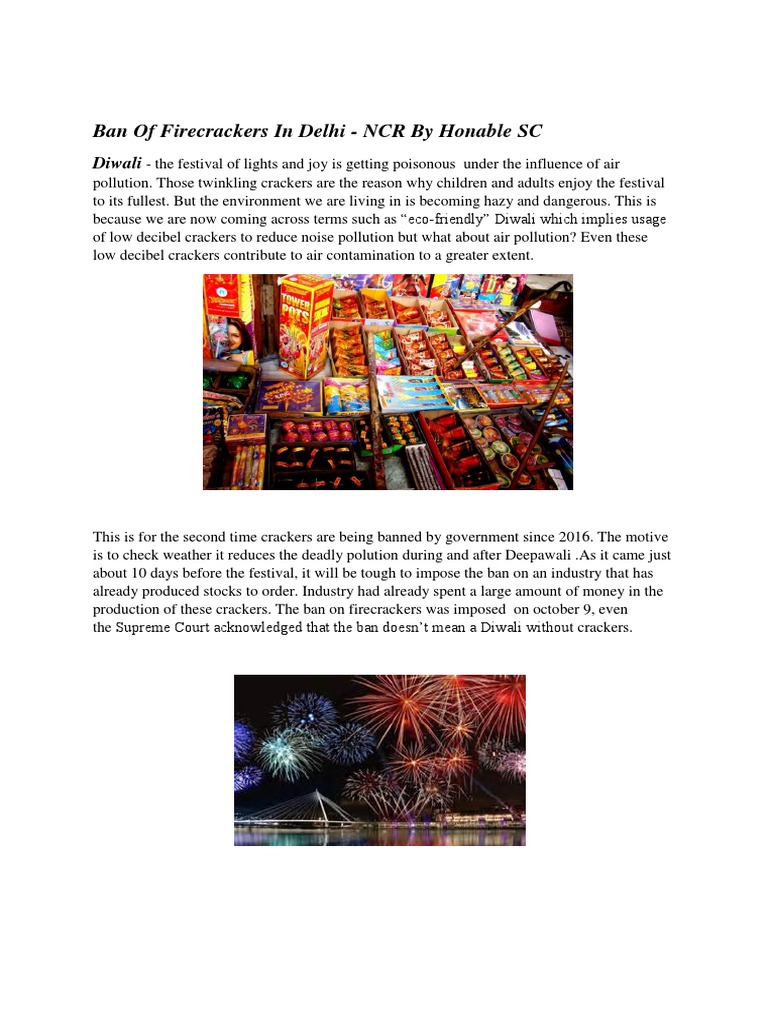 Delhi NCR Firecracker Ban by SC | PDF