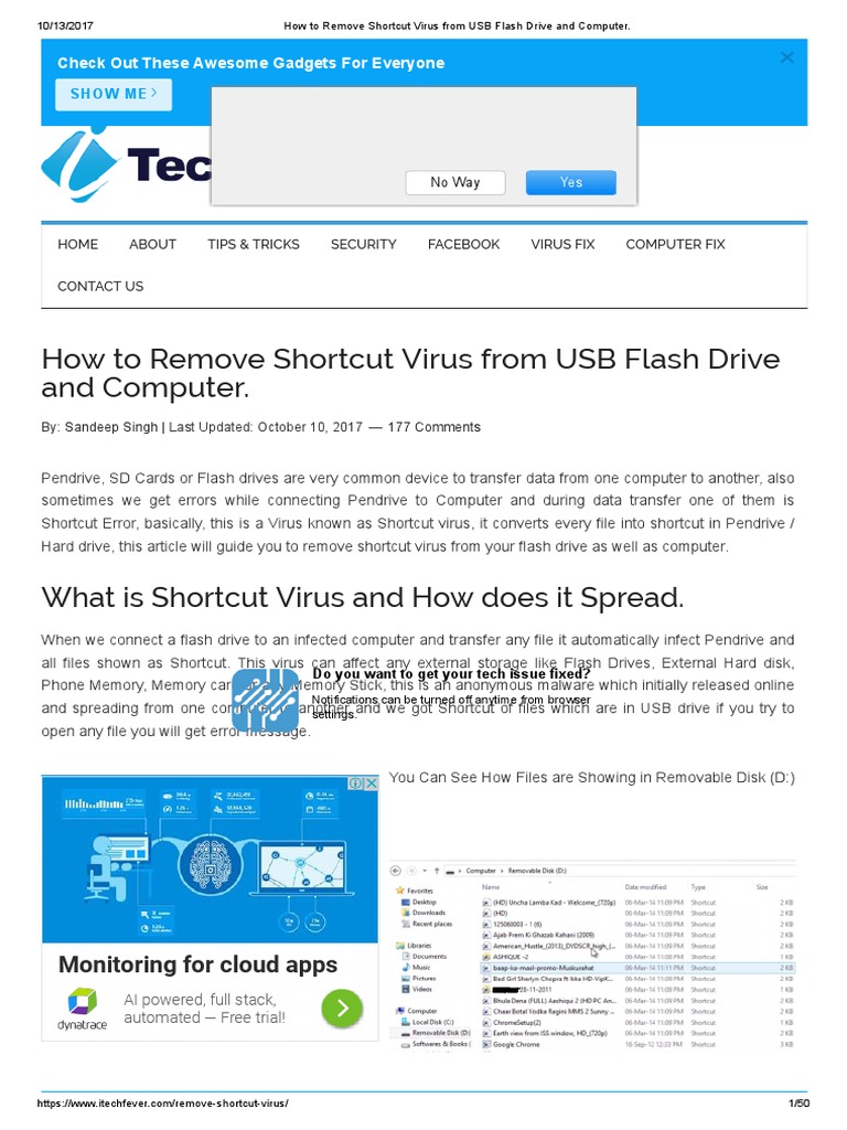 How To Remove Shortcut Virus From USB Flash Drive and Computer | PDF ...