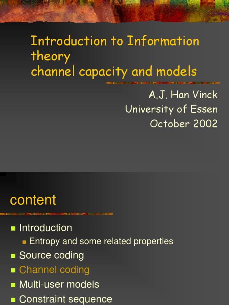 Introduction To Information Theory Channel Capacity and Models | PDF | Forward Error Correction ...