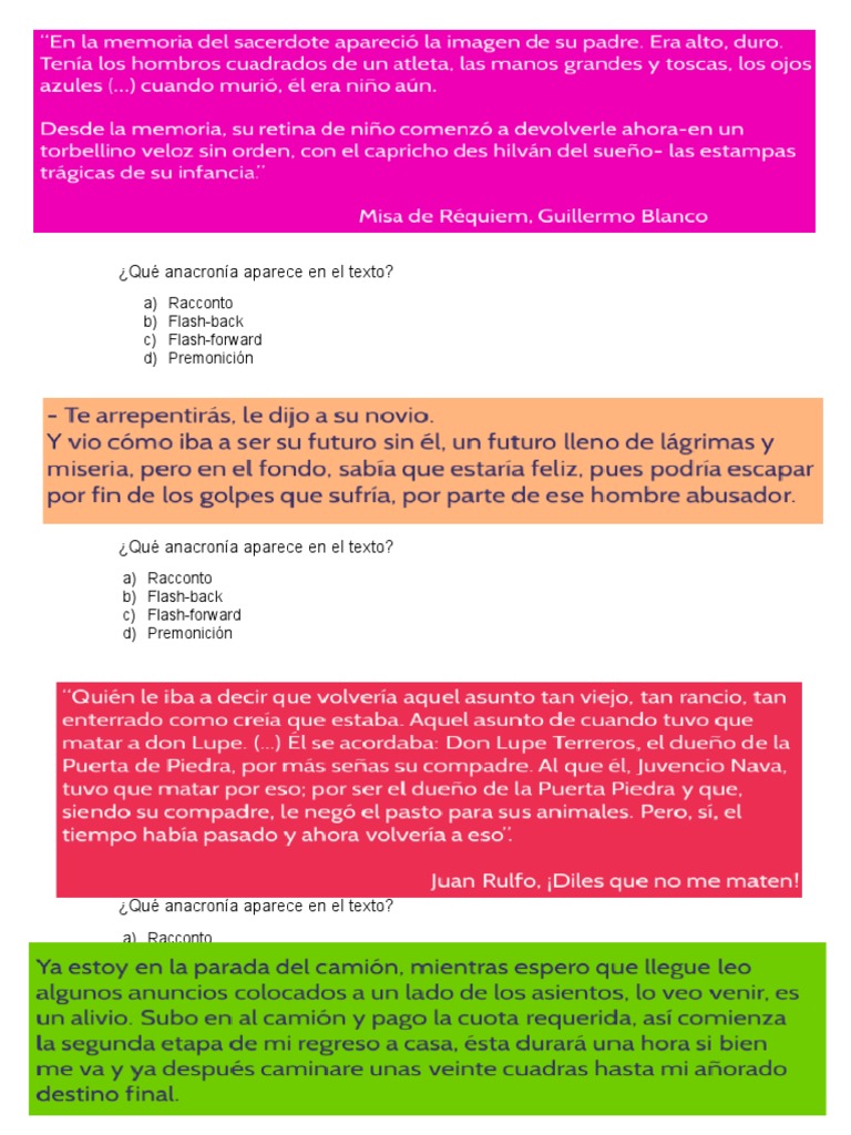 Ejemplos de Anacronías