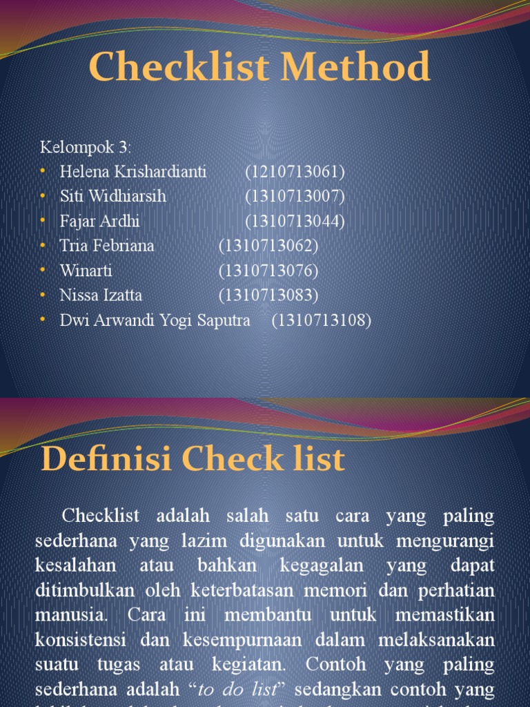 Checklist Method | PDF | Bisnis | Komputer