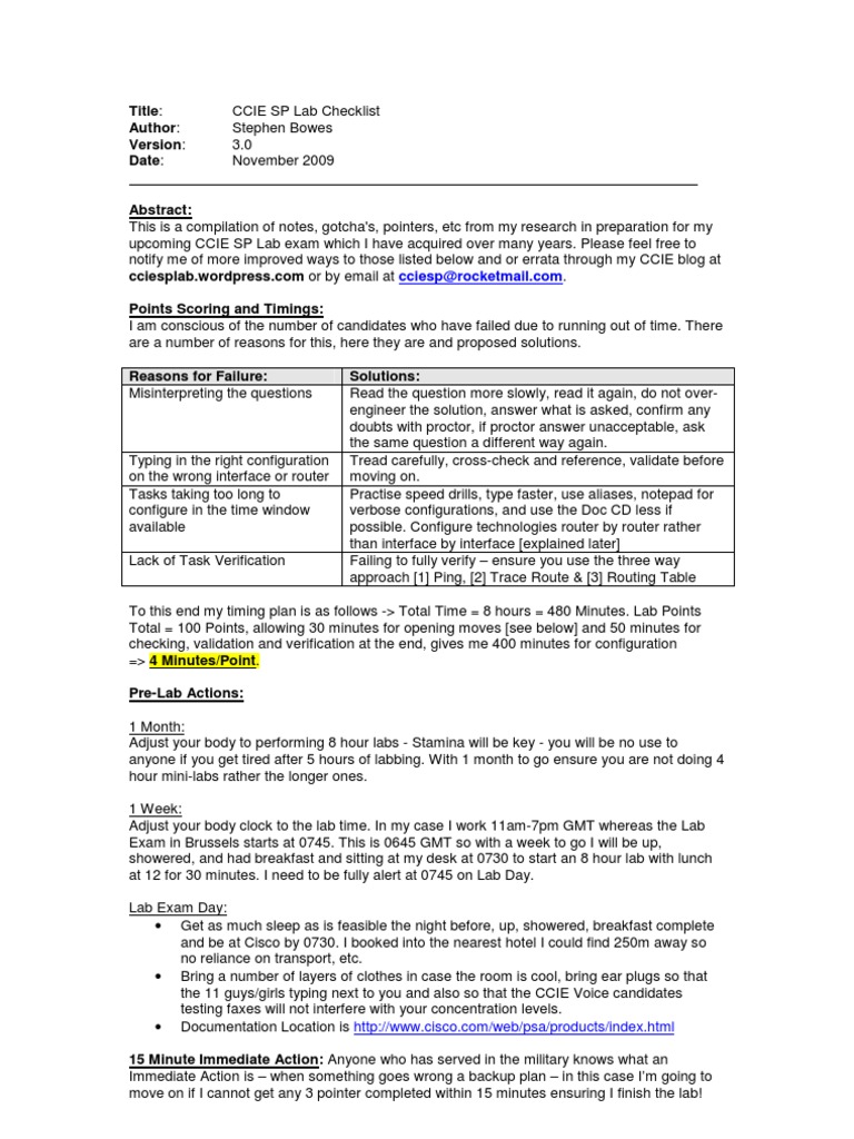 CCIE SP Lab Checklist v3 | Download Free PDF | Multiprotocol Label ...