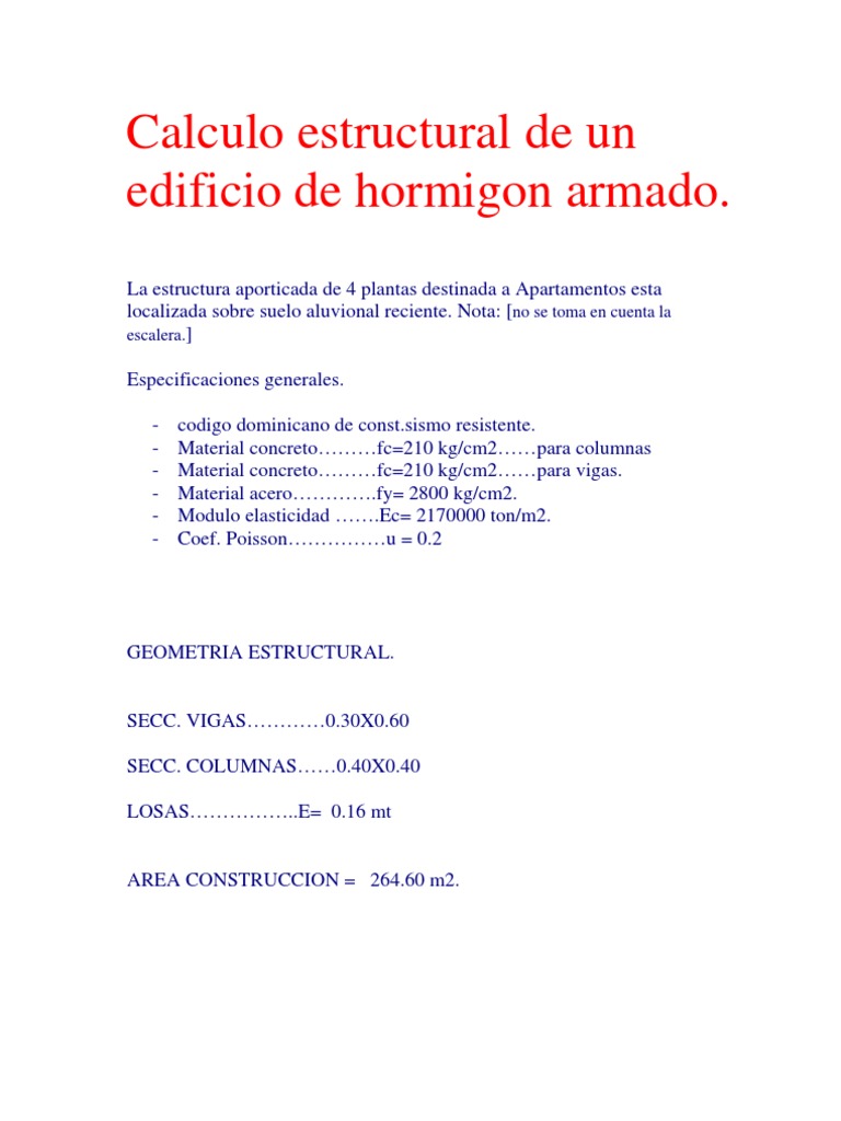 Cálculo Estructural de Edificio de Concreto | PDF | Hormigón | Material ...