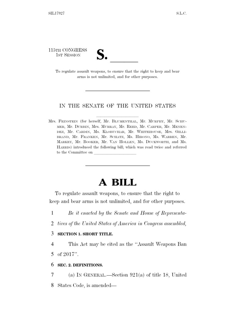 Assault Weapons Regulation Bill 2017 | PDF | Assault Weapon | Magazine ...