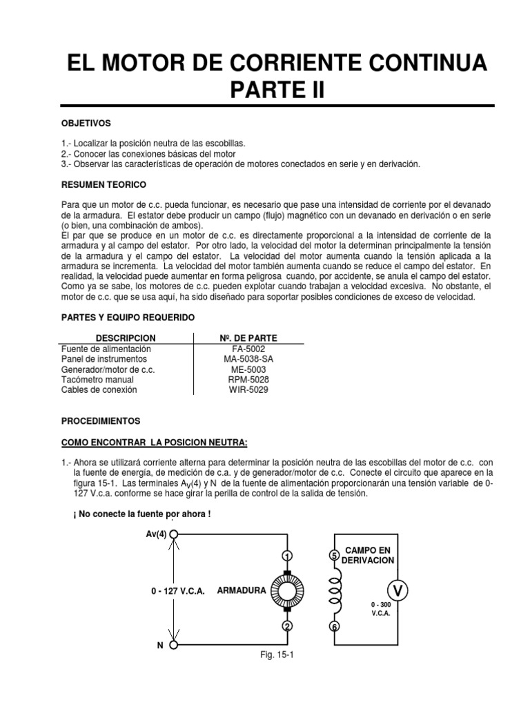 Funcionamiento del Motor de Corriente Continua | PDF | Corriente ...