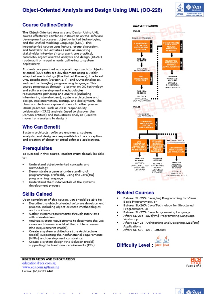 Object-Oriented Analysis and Design Using UML (OO-226) : Course Outline/Details | PDF | Use Case ...