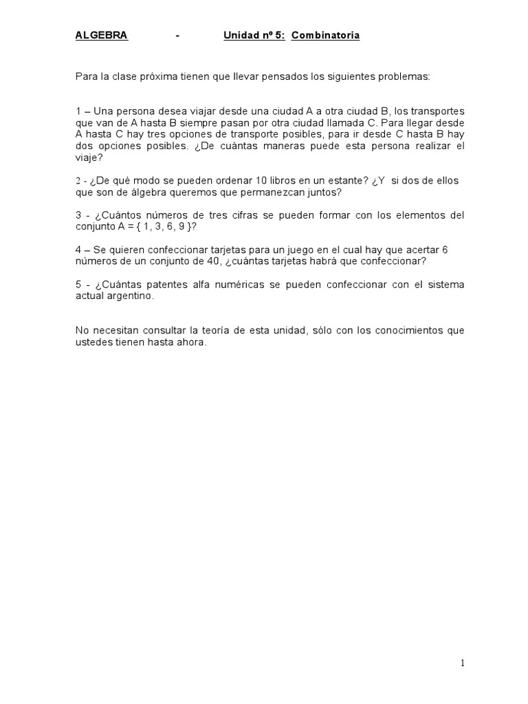 Algebra - Combinatoria | PDF | Combinatoria | Permutación