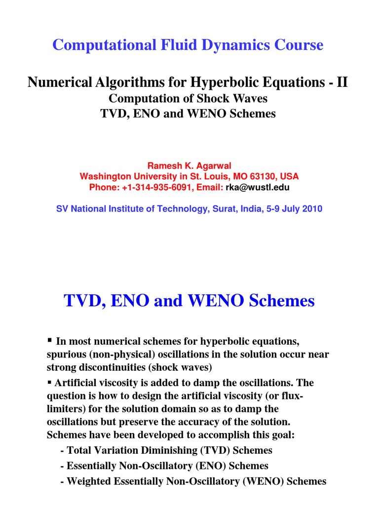 Computational Fluid Dynamics Course: Numerical Algorithms For Hyperbolic Equations - II | PDF ...