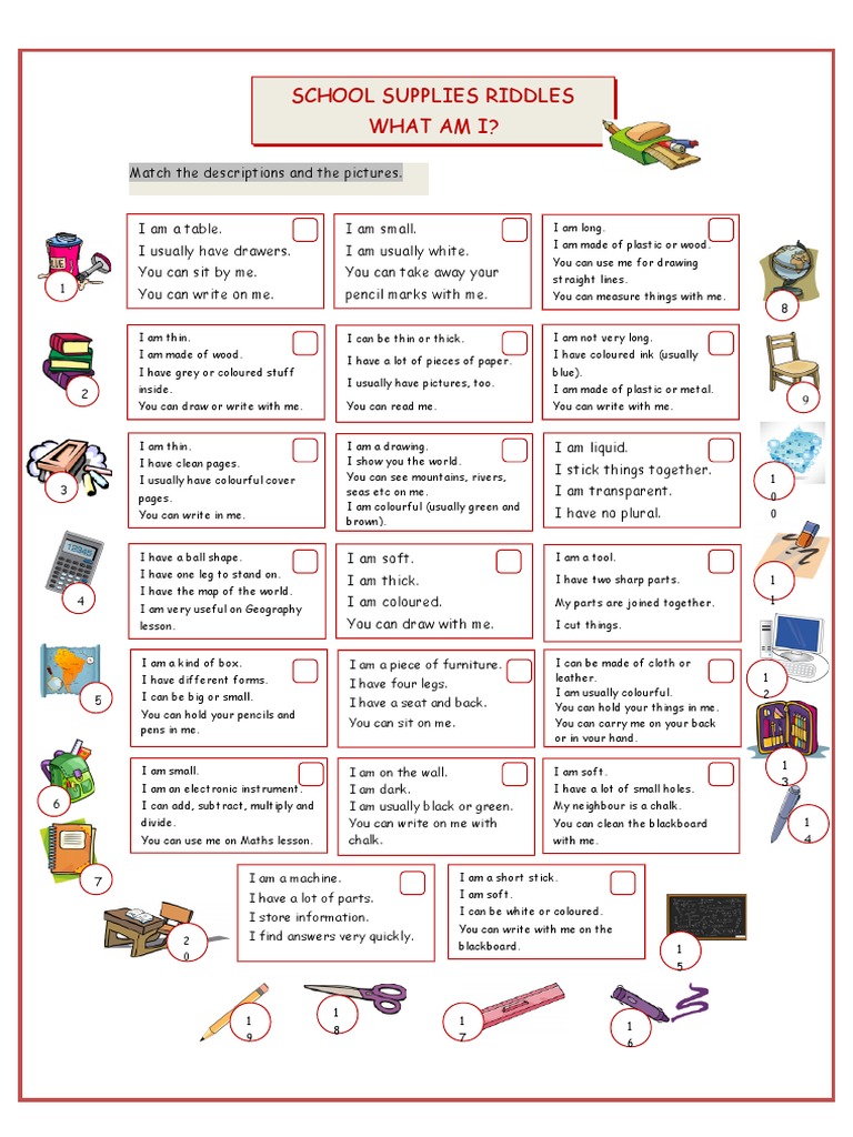 School Supplies Riddles | PDF