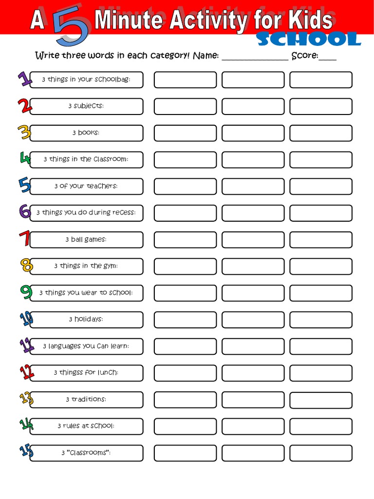 Schoolbag and Classroom Checklist | PDF