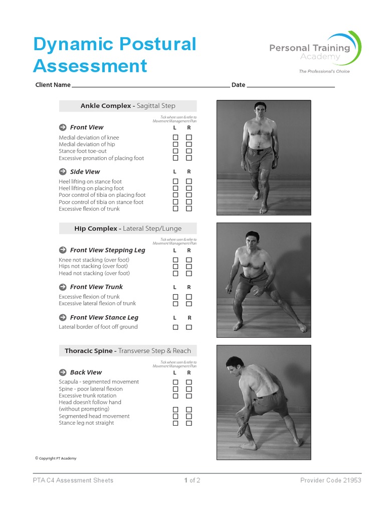 Postural Assessment Sheets | Anatomical Terms Of Motion | Foot | Free ...