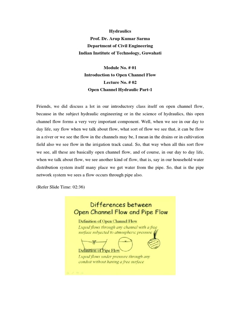 Hydraulics Prof. Dr. Arup Kumar Sarma Department of Civil Engineering ...