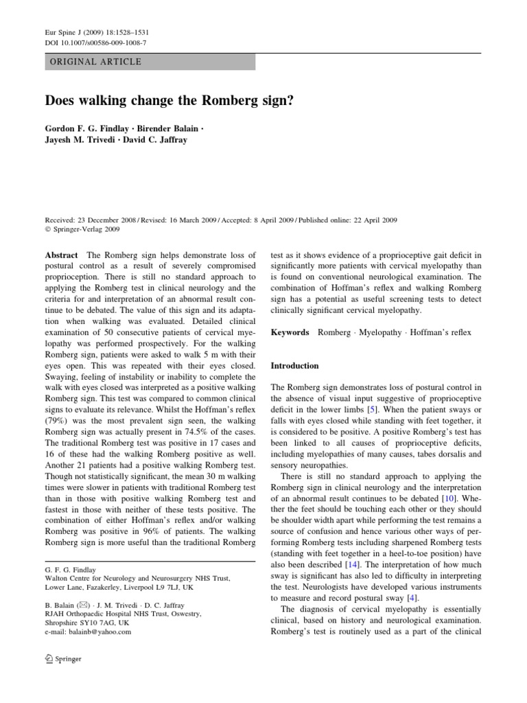 Does Walking Change The Romberg Sign | PDF | Peripheral Neuropathy ...
