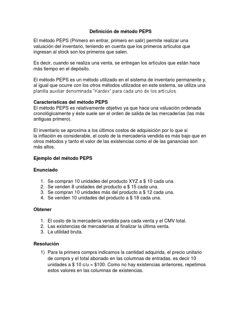 Definición de Método PEPS y PP | PDF | Inventario | Euro