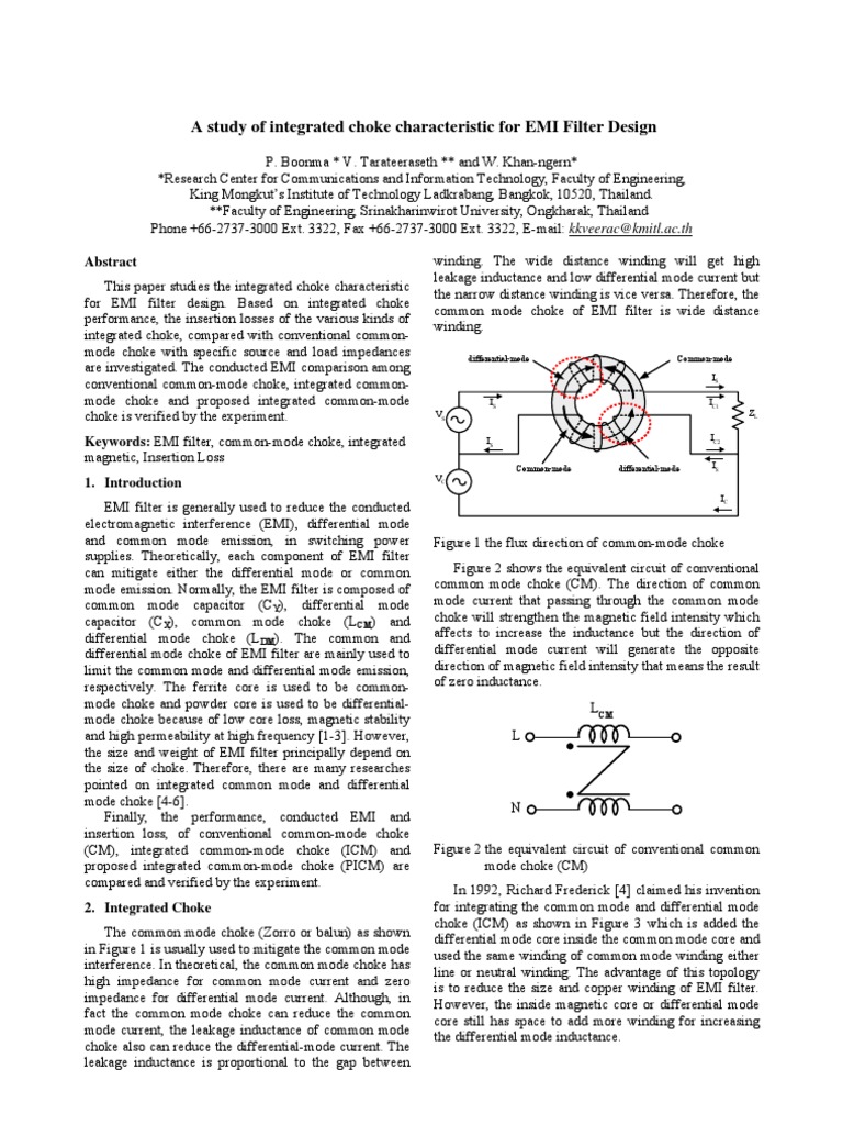 A Study of Integrated Choke Characteristic For EMI Filter Design | PDF ...