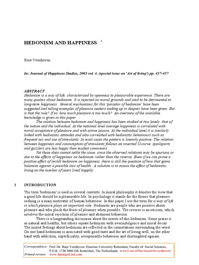 Hedonism and Happiness PDF | PDF | Hedonism | Human Sexual Activity
