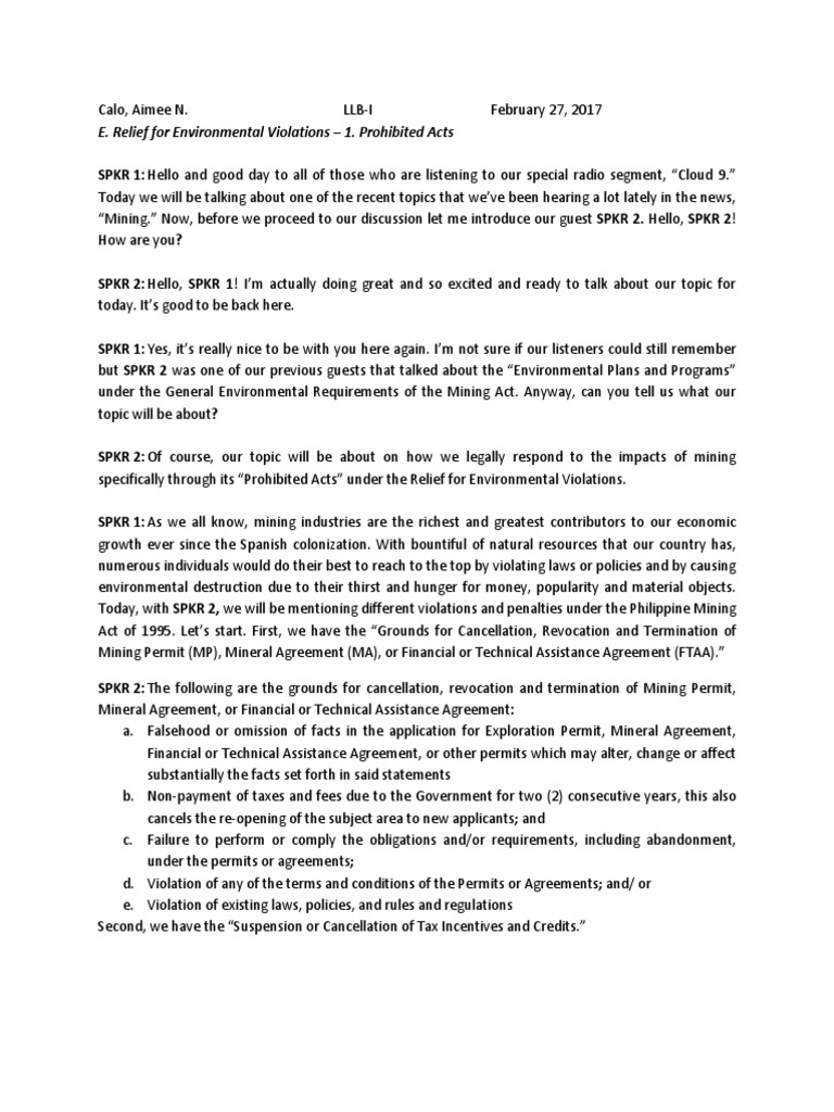 Prohibited Acts Script | PDF | Fee | Mining