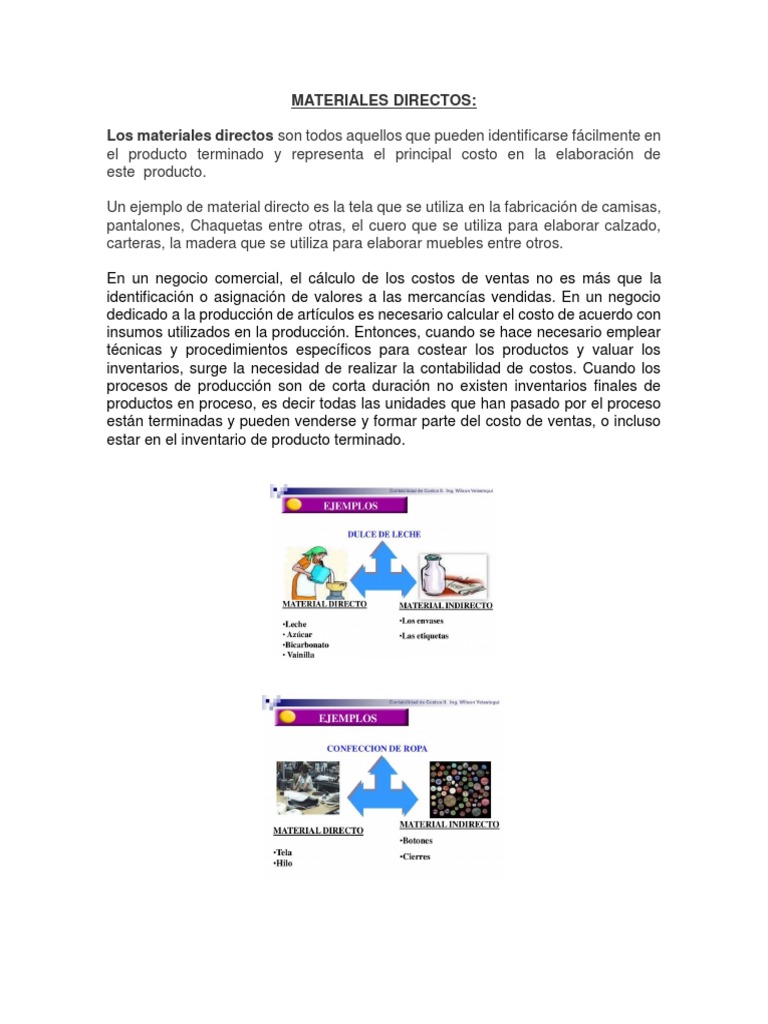 Materiales Directos | Costo | Salario