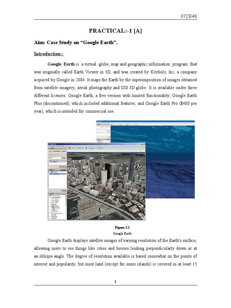 Practical:-1 (A) : Aim: Case Study On "Google Earth" | PDF | Arc Gis | Esri