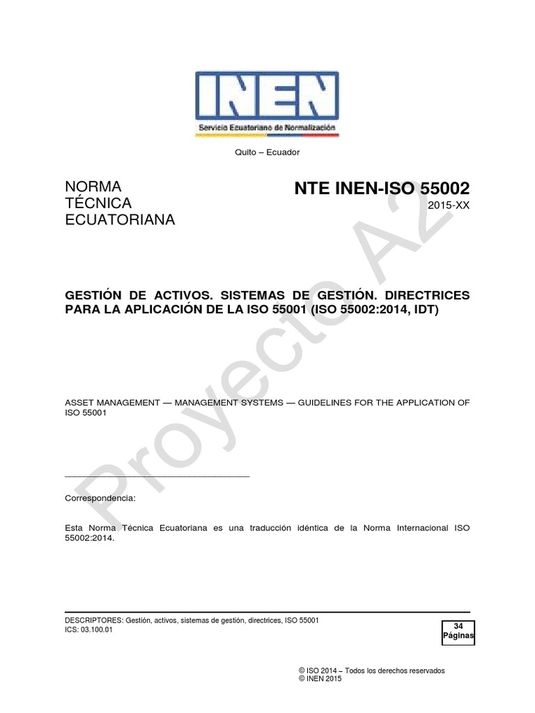 Nte Inen-Iso 55002 | PDF | Organización internacional para la ...