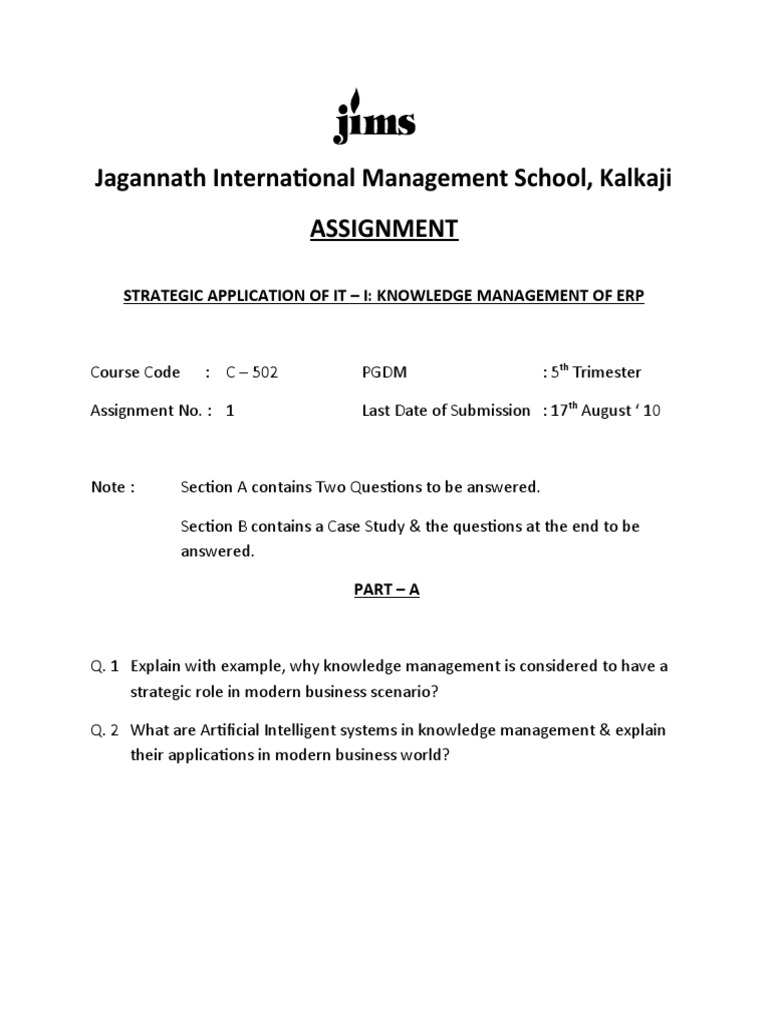 Jagannath International Management School, Kalkaji Assignment | PDF ...