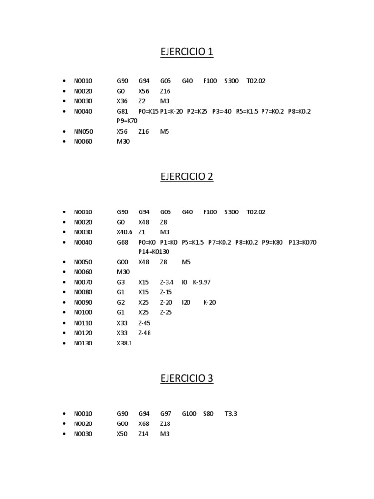 Ejercicios CNC | PDF