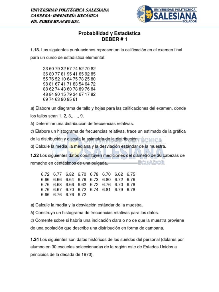 Probabilidad y Estadistica | PDF | Histograma | Enseñanza de matemática