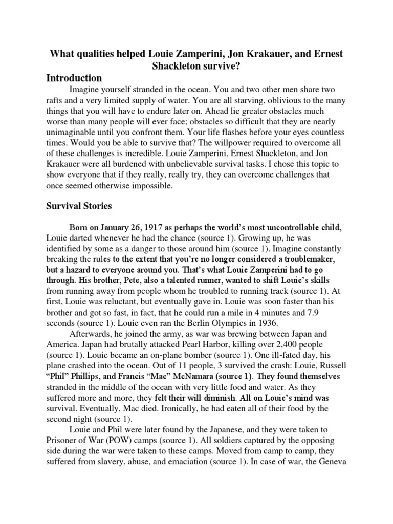 What Qualities Helped Louie Zamperini, Jon Krakauer, and Ernest ...