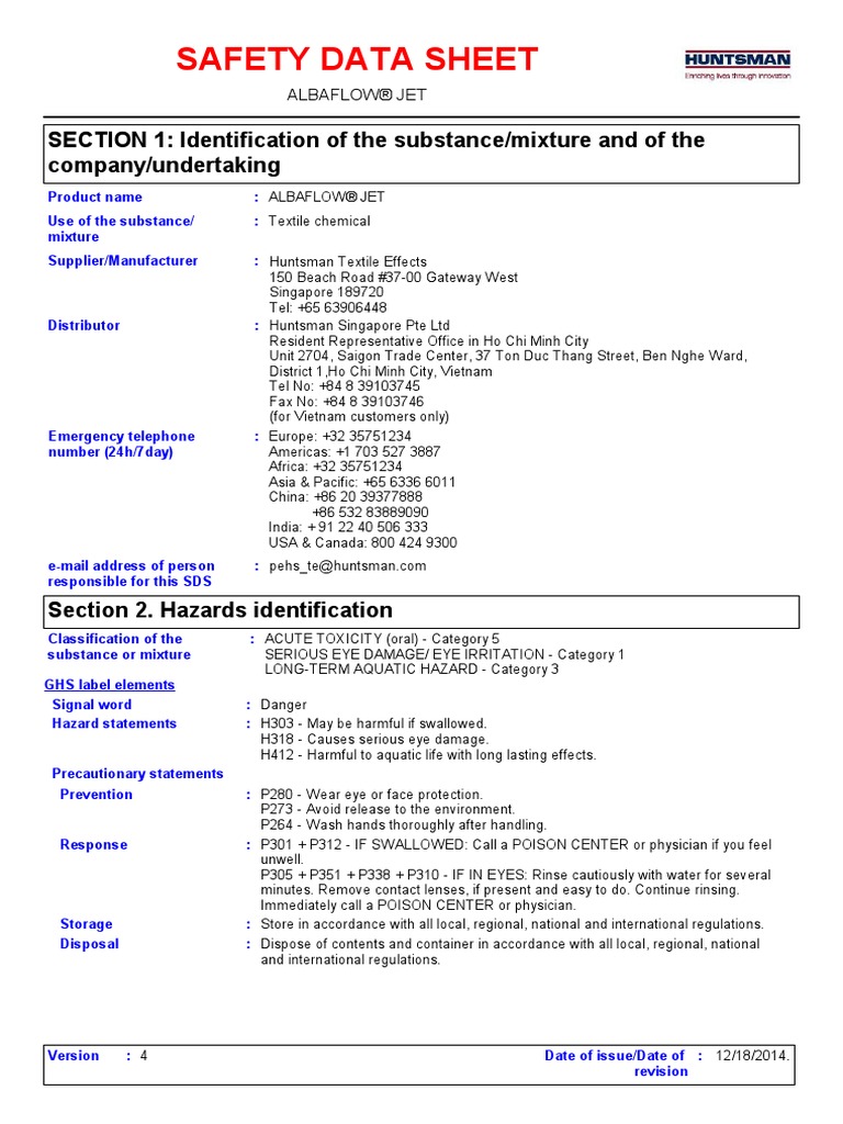 Albaflow JET | PDF | Toxicity | Personal Protective Equipment