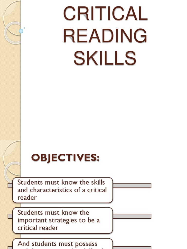 Critical Reading Skills | PDF | Reading (Process) | Argument