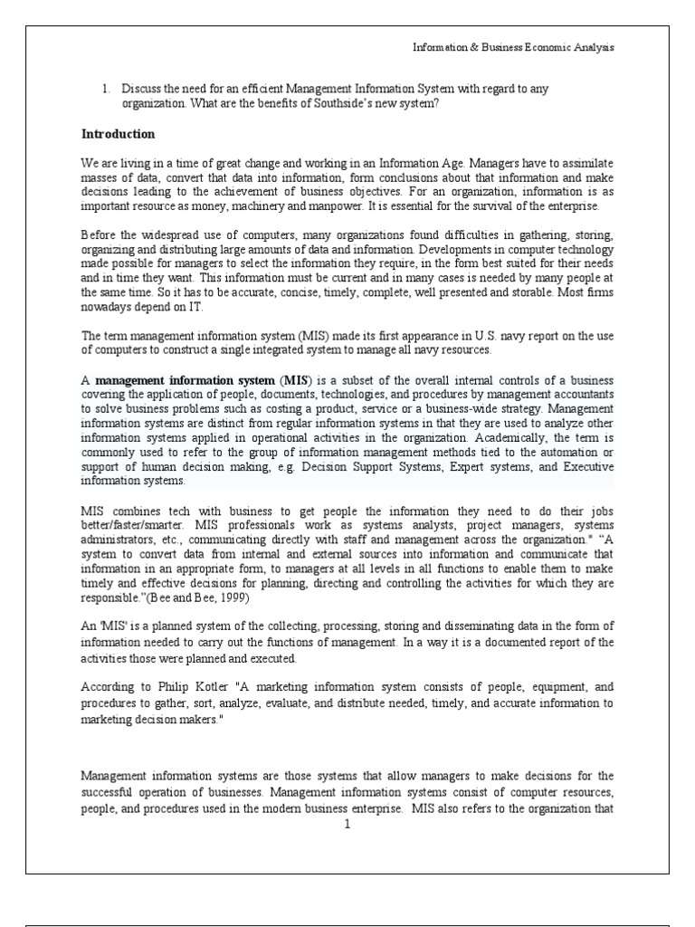 Information & Business Economic Analysis | Download Free PDF ...