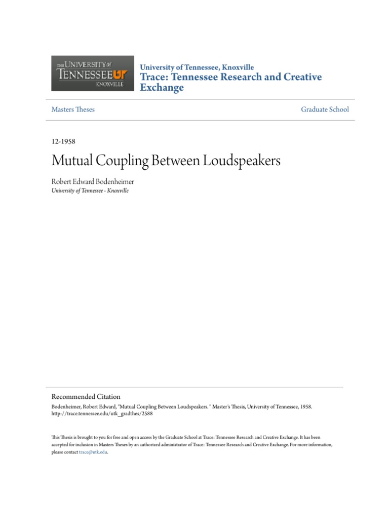 Mutual Coupling in Loudspeakers | PDF | Loudspeaker | Thesis