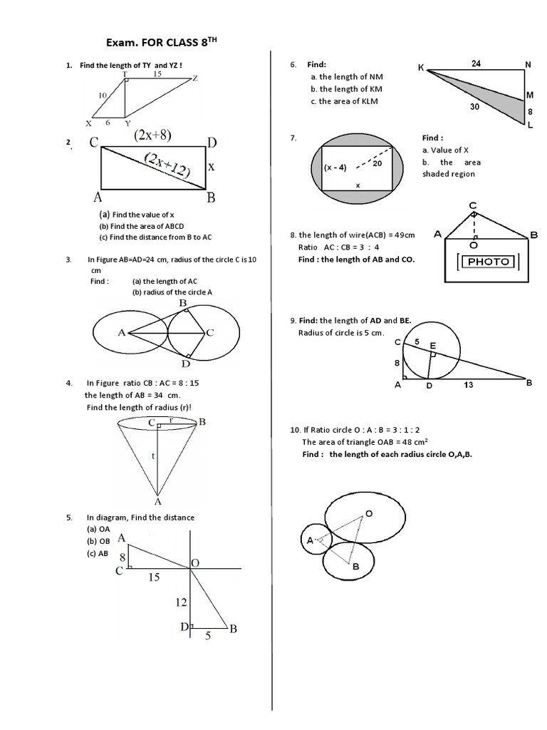 Geometry Problems: Calculating Lengths, Areas, and Ratios from Diagrams ...