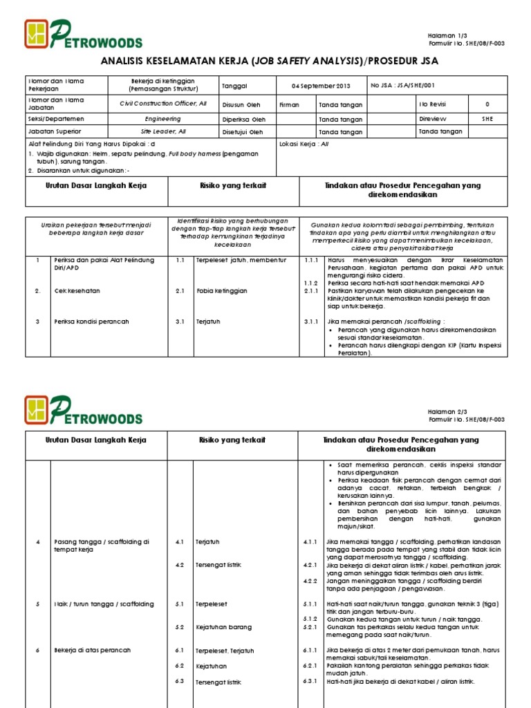 Dokumen - Tips Jsa Bekerja Di Ketinggian | PDF