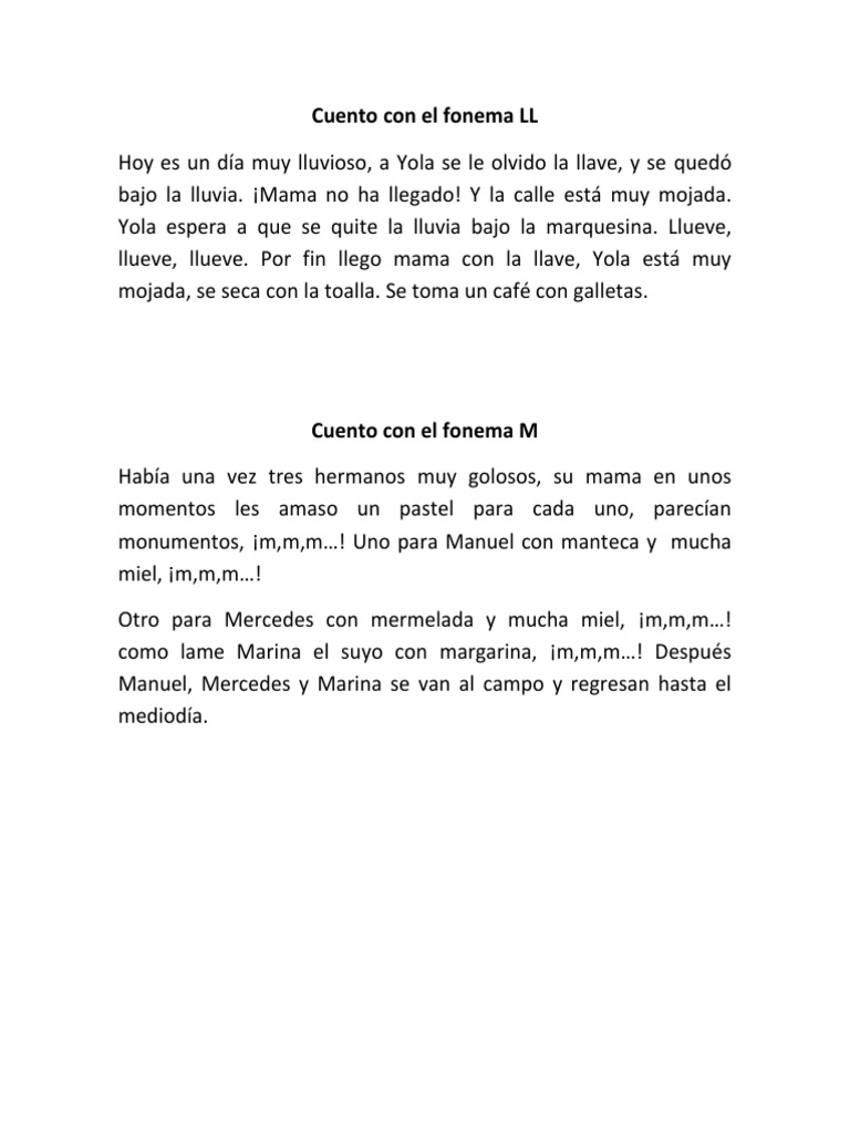 Cuento Infantil con la Letra LL | PDF