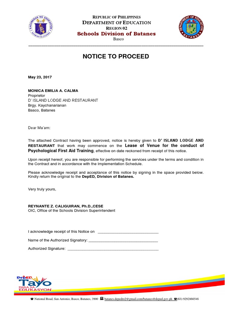 Notice To Proceed | PDF