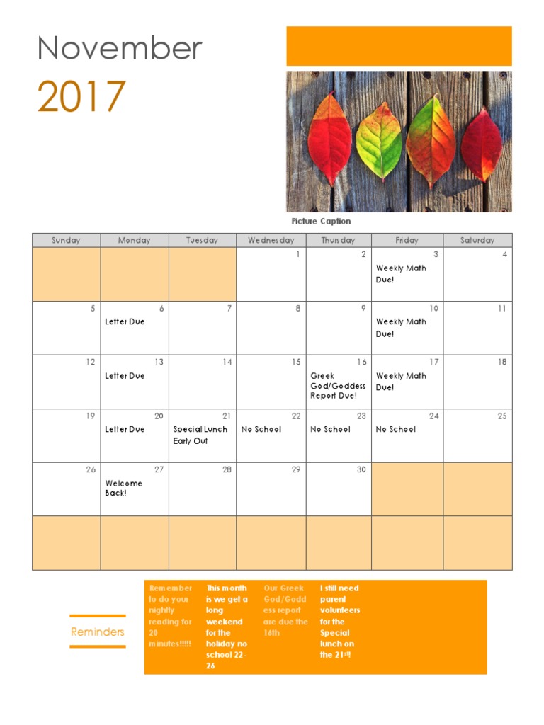 November: Reminders | PDF