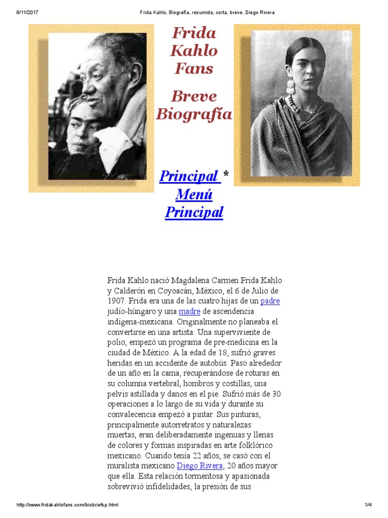 Frida Kahlo, Biografía, Resumida, Corta, Breve, Diego Rivera ...