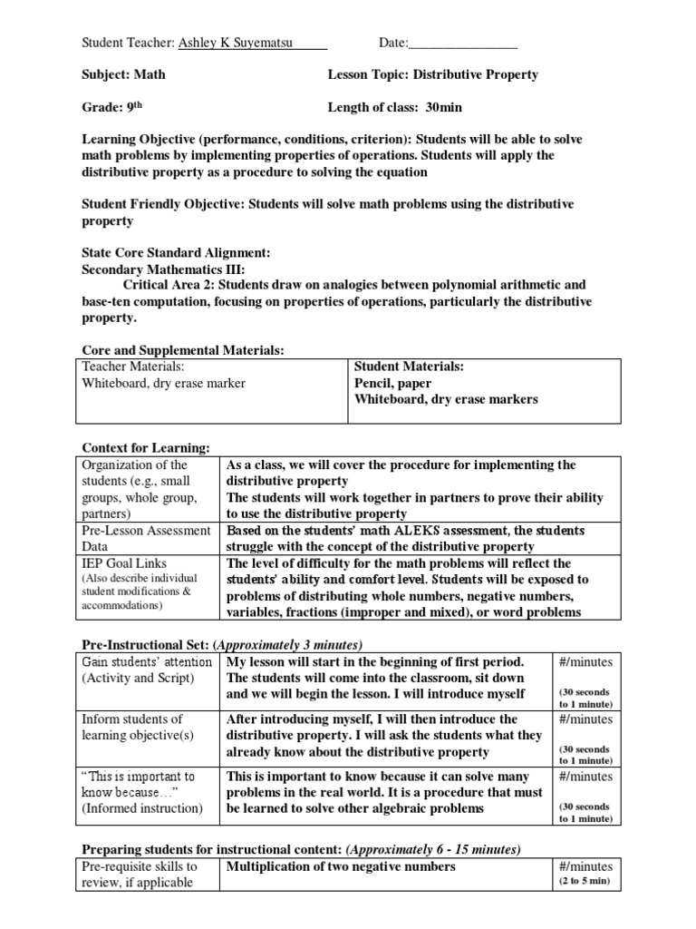 Explicit Instruction Lesson Plan 1 | PDF | Educational Assessment ...
