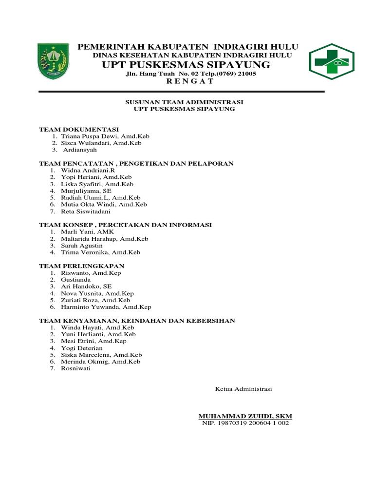 Susunan Team Administrasi | PDF