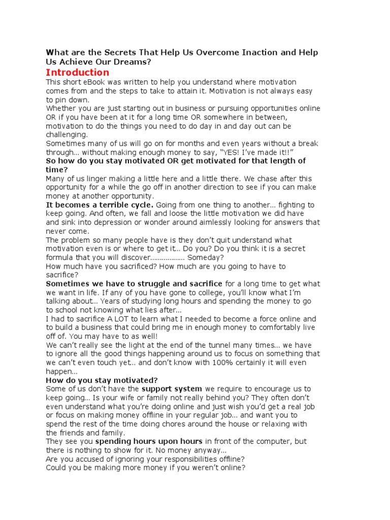 What Are The Secrets That Help Us Overcome Inaction and Help Us Achieve ...