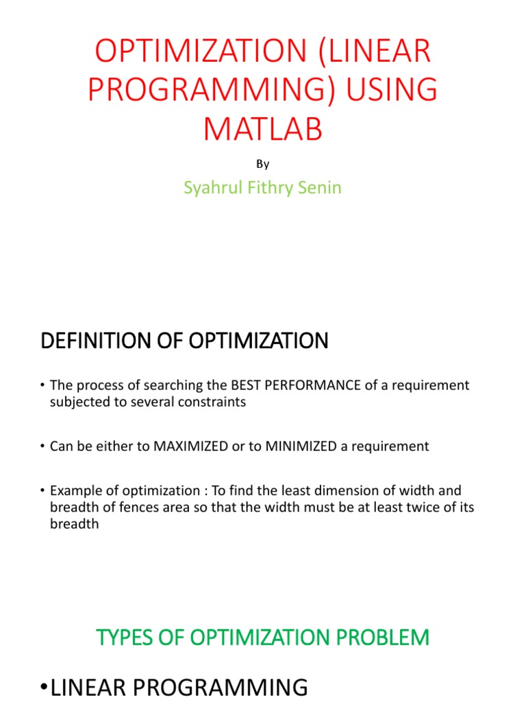 Optimization of Cement Production Using Linear Programming in MATLAB | PDF | Mathematical ...